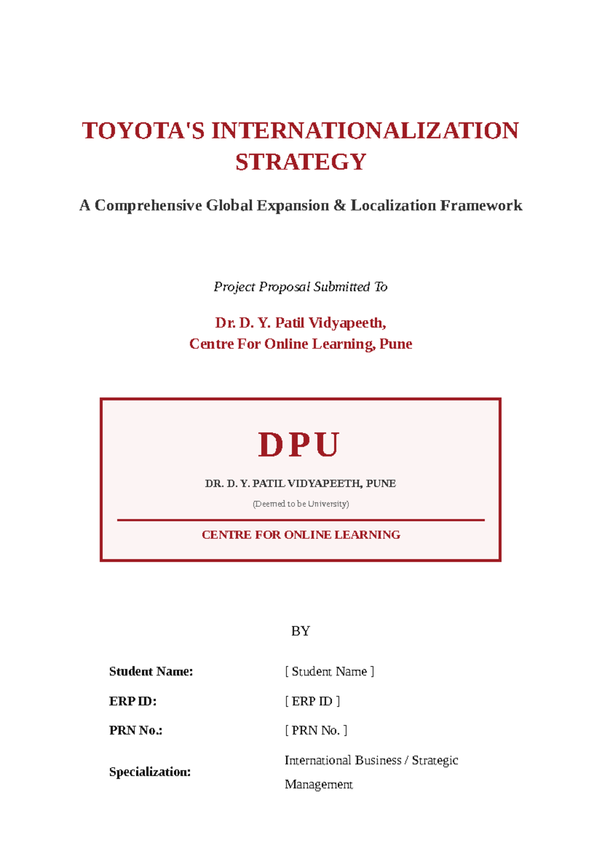 Toyota Internationalization Strategy Proposal: A Global Expansion ...
