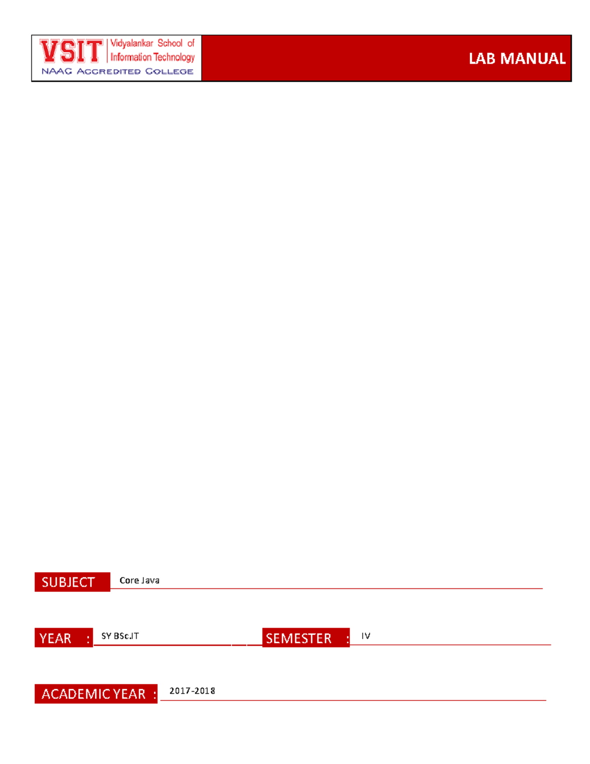 Lab Manual for Core Java Practical - SY BSc.IT IV - Studocu