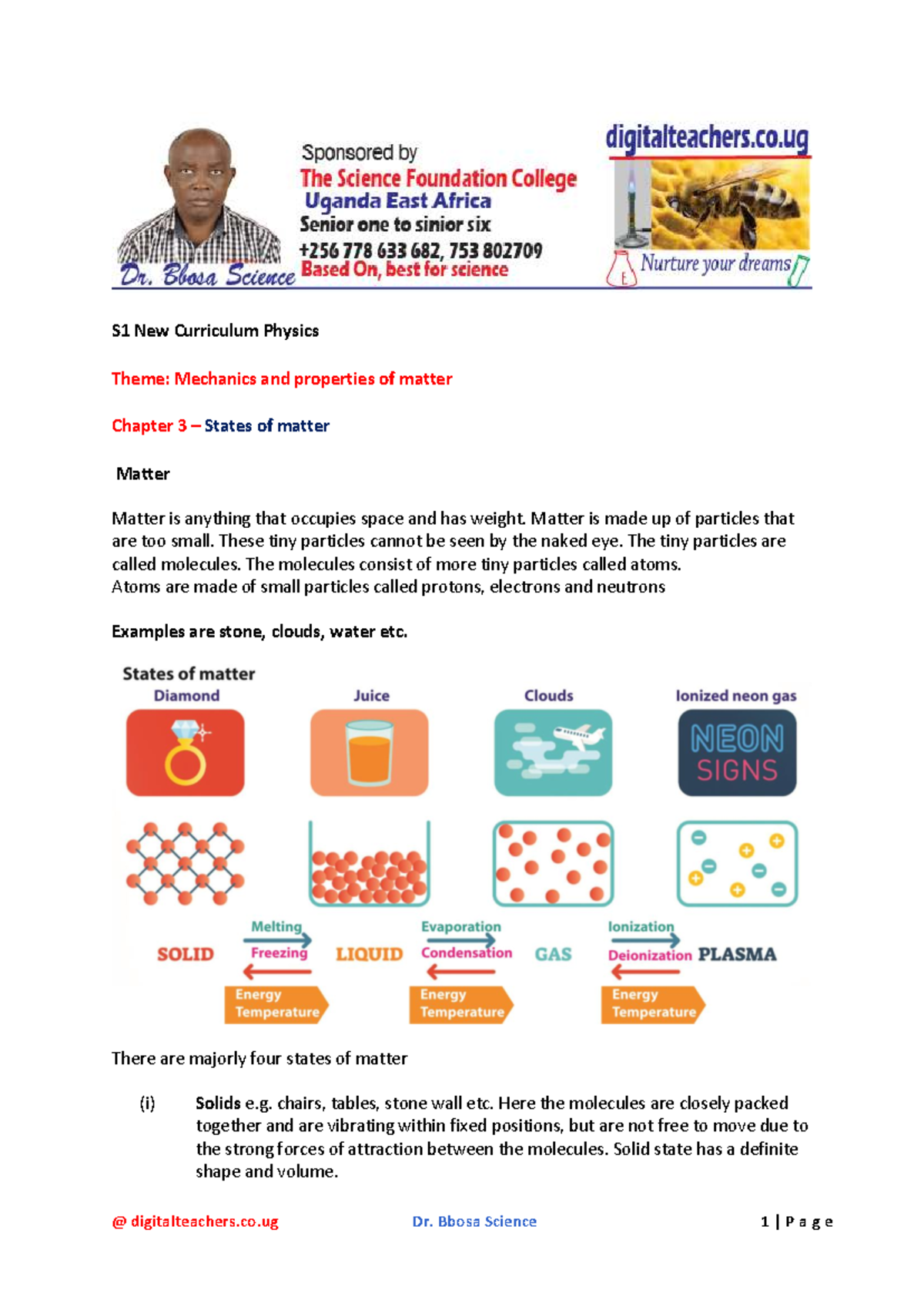 S1 New Curriculum Physics: Chapter 3 - States of Matter - Studocu