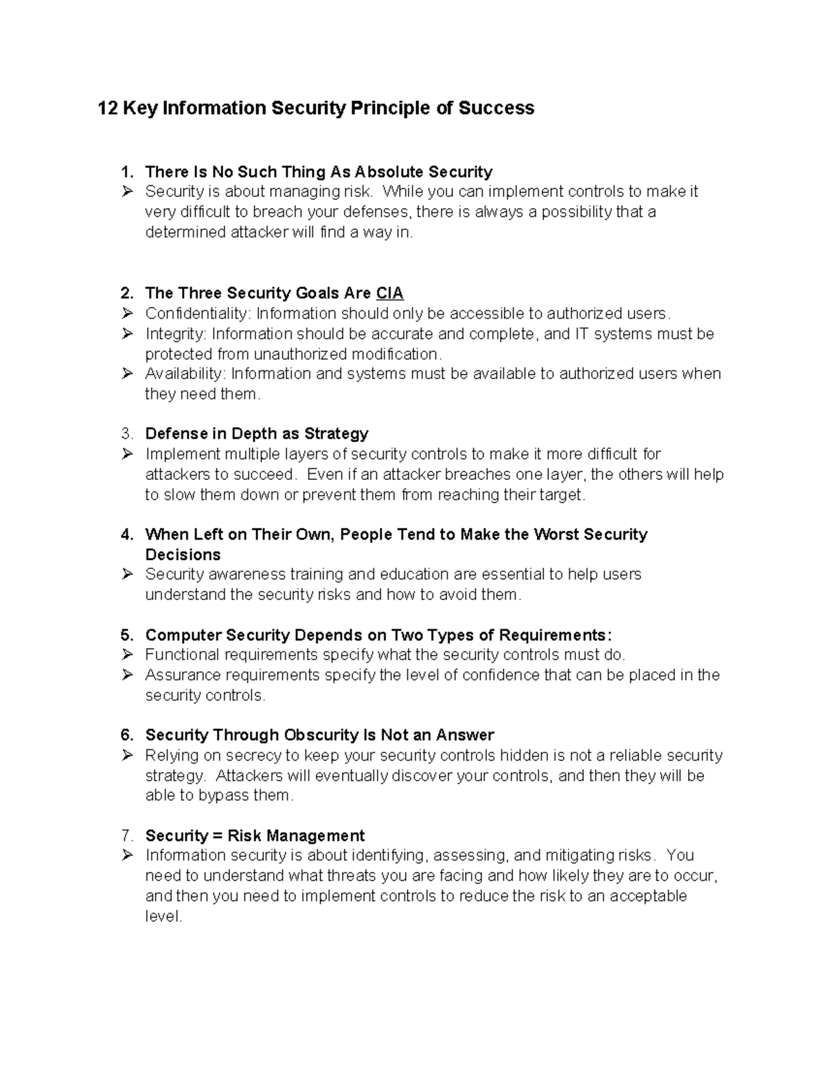 12 Key Information Security Principles for Success - Studocu