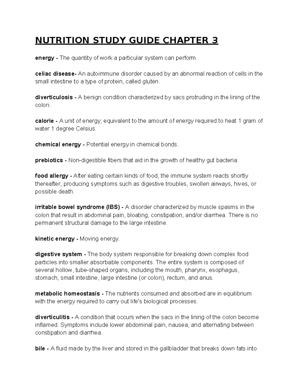 Nutrition Study Guide: Key Concepts from Chapter 3 (NUTR 101) - Studocu