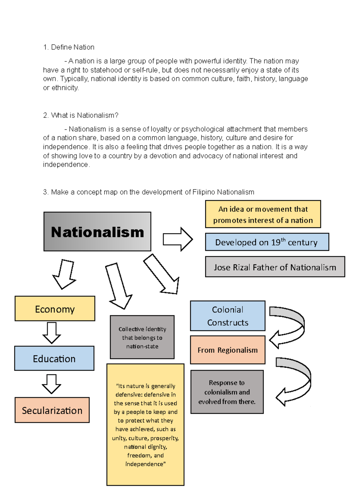 Nationalism - Define Nation A nation is a large group of people with ...