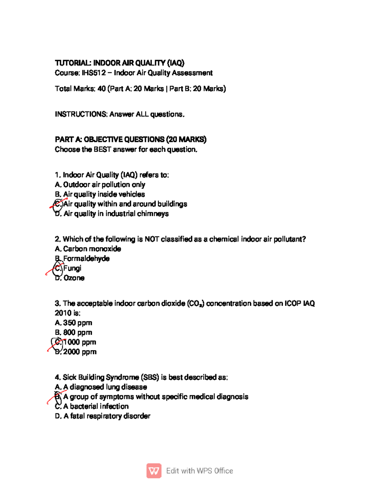 IHS512 Tutorial: Indoor Air Quality (IAQ) Assessment Guide - Studocu