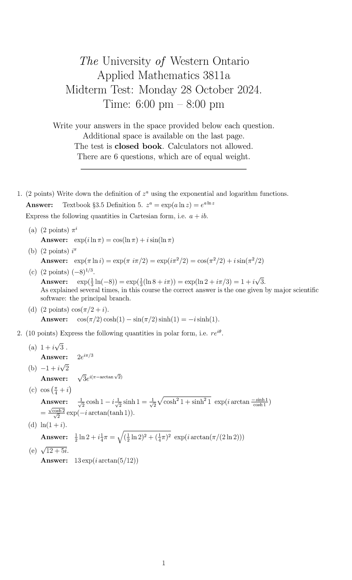 Midterm Test Notes for Applied Mathematics 3811a - Oct 28, 2024 - Studocu
