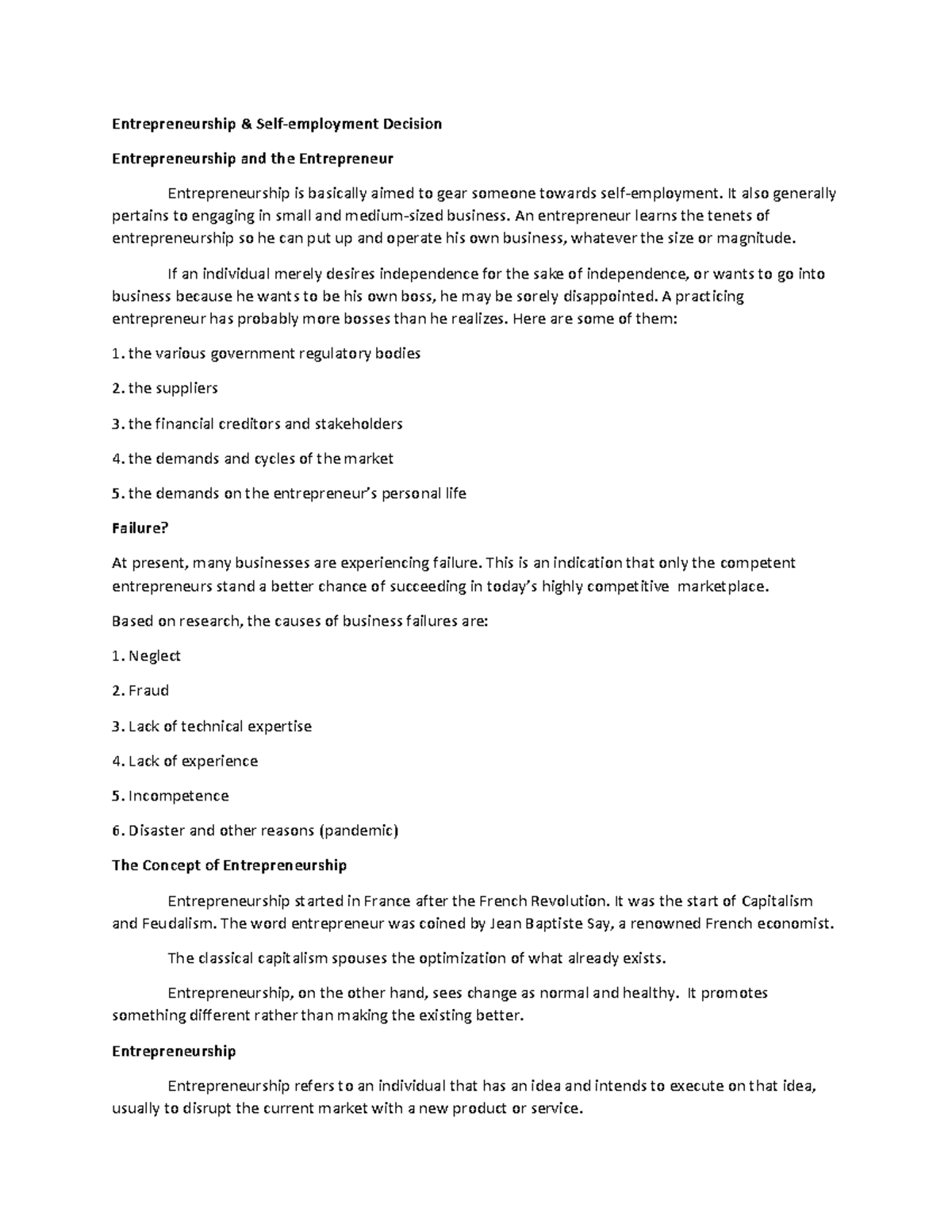 Entrepreneurship & Self-employment Decision: Key Traits & Success ...