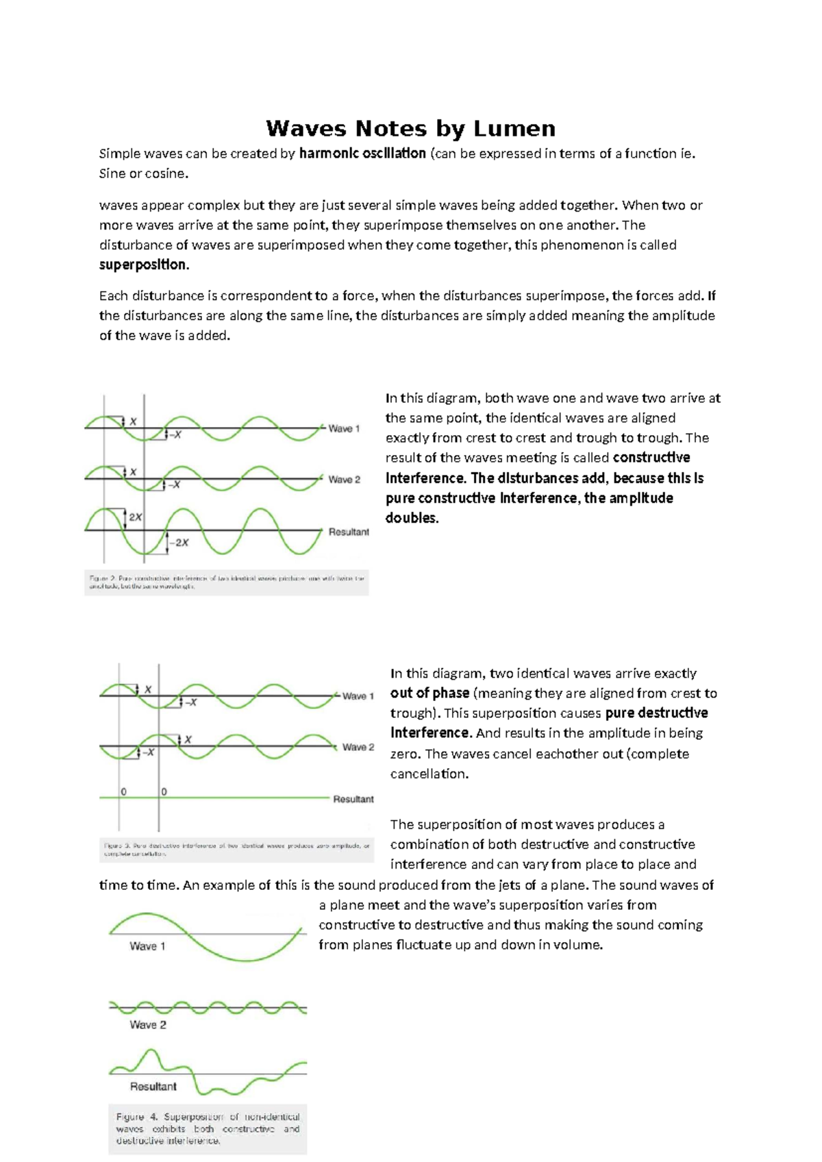 Waves Notes by Lumen - Waves Notes by Lumen Simple waves can be created ...