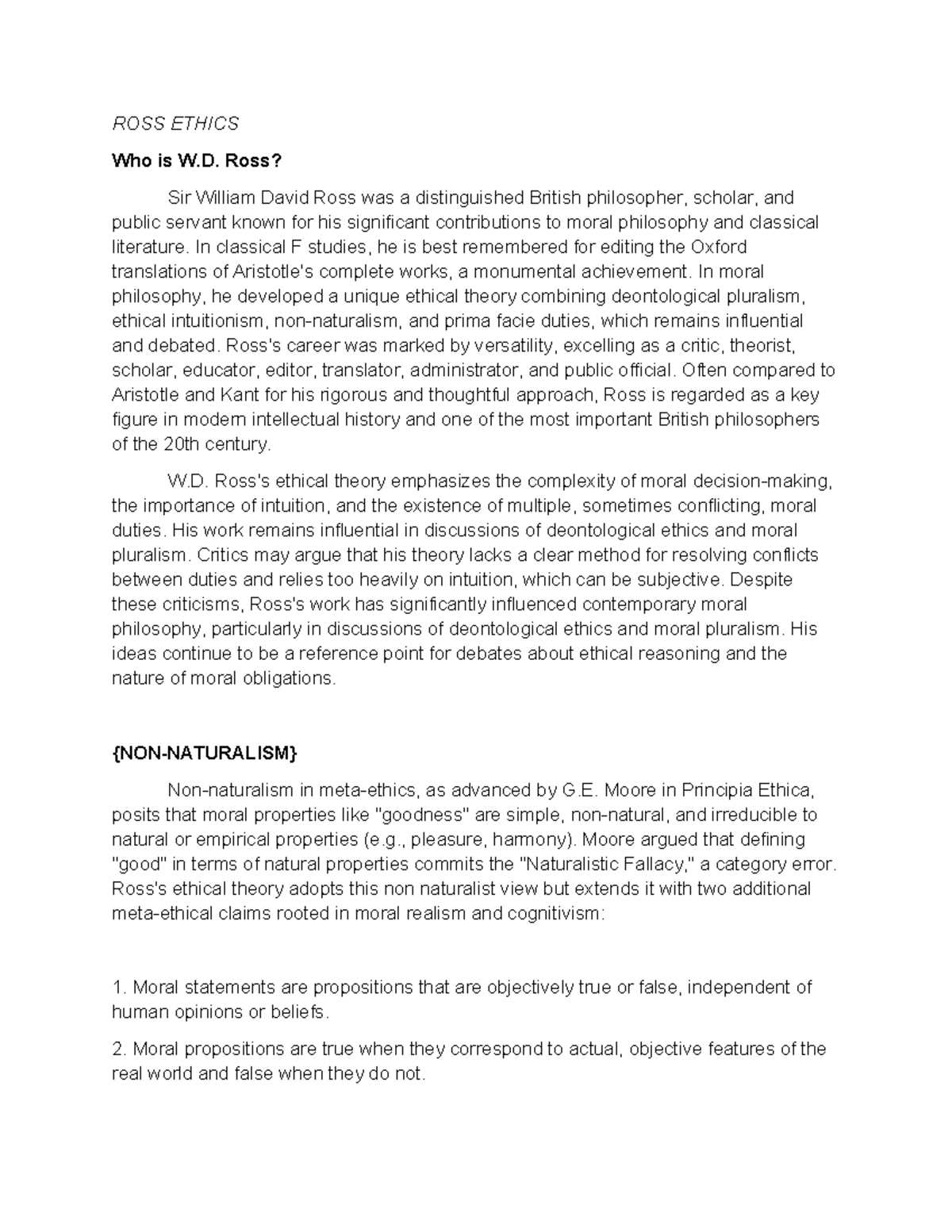 ROSS- Ethics: Understanding W. Ross's Moral Philosophy and Theories ...