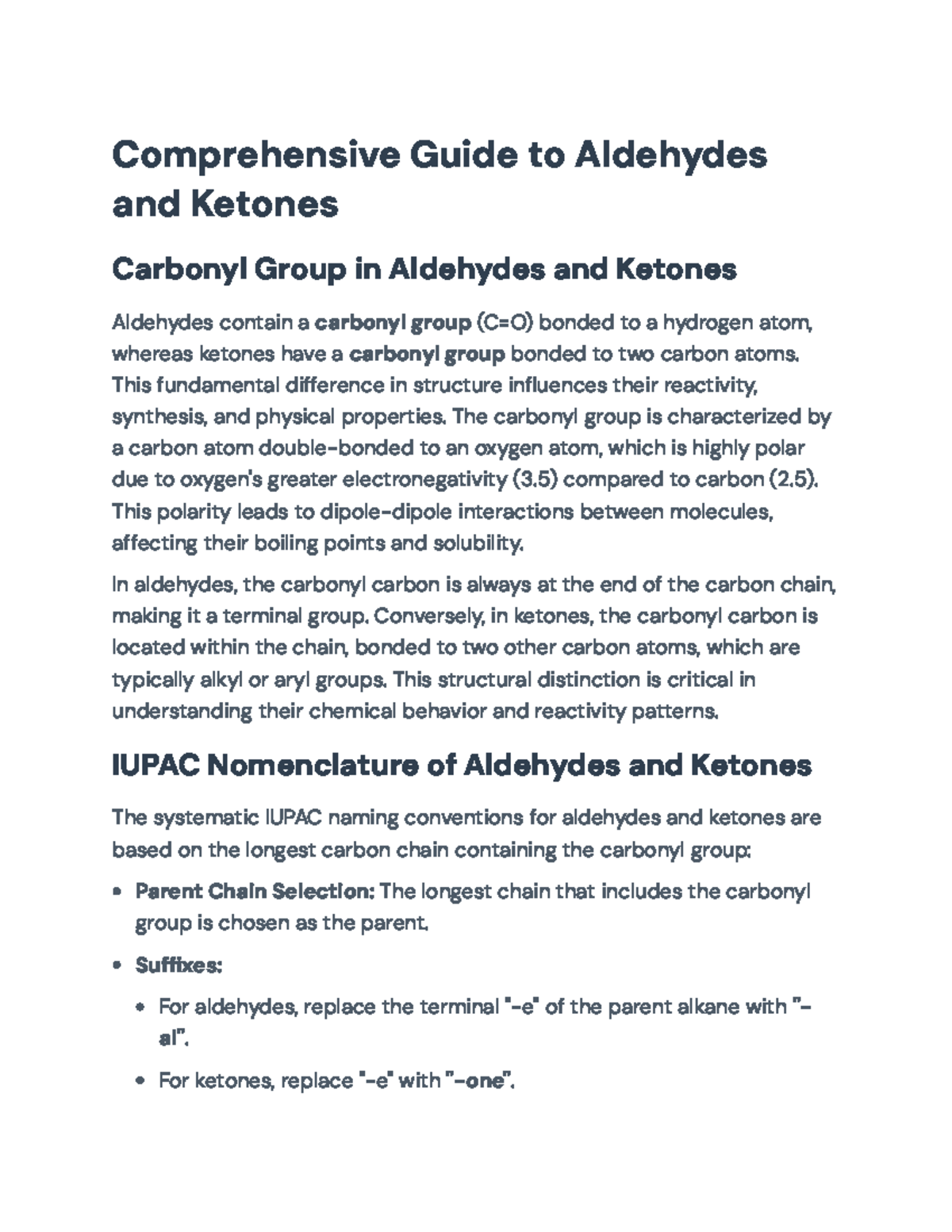 Comprehensive Guide to Aldehydes and Ketones: Structure & Reactivity ...