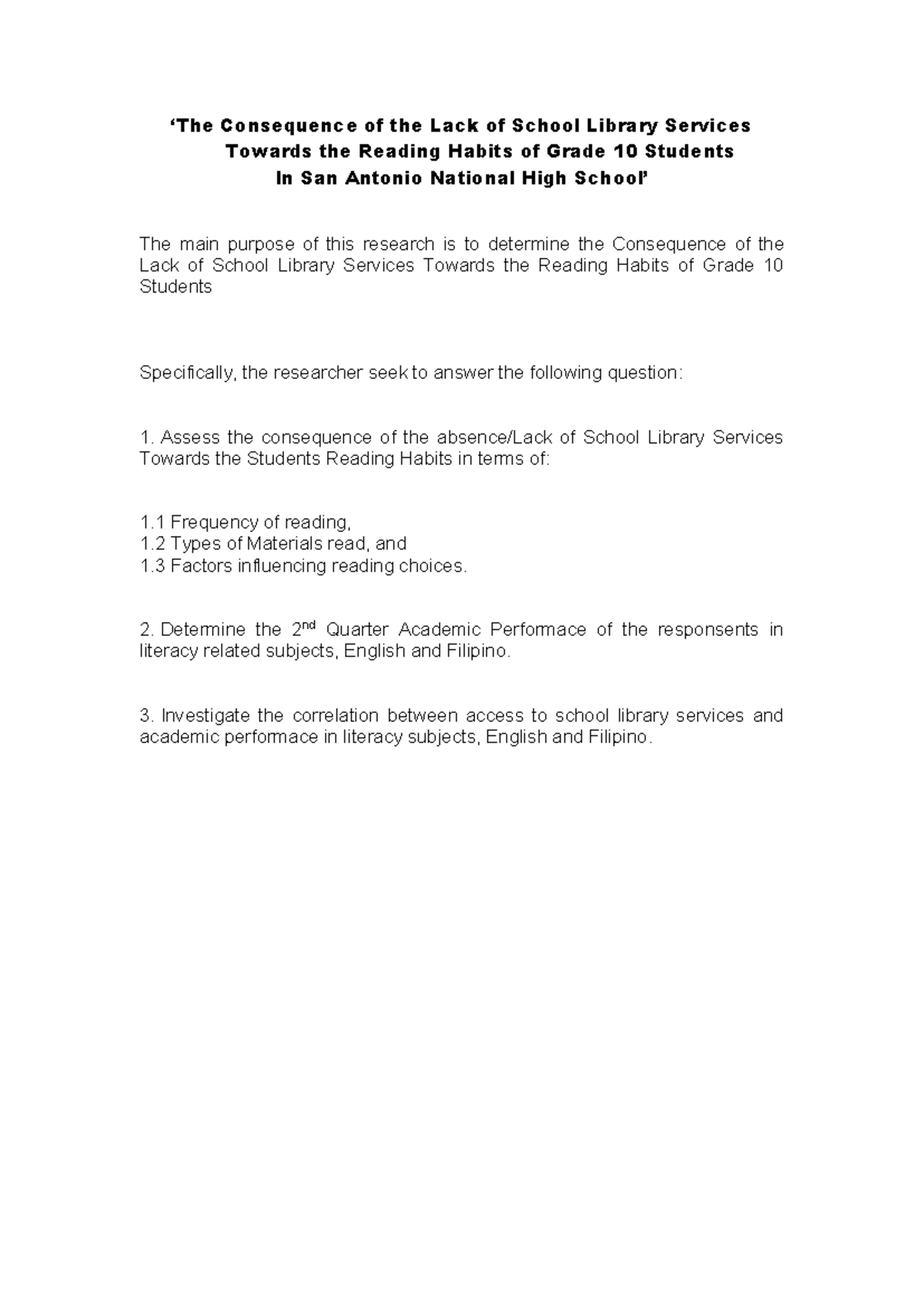 Impact of Insufficient School Library Services on Grade 10 Reading ...