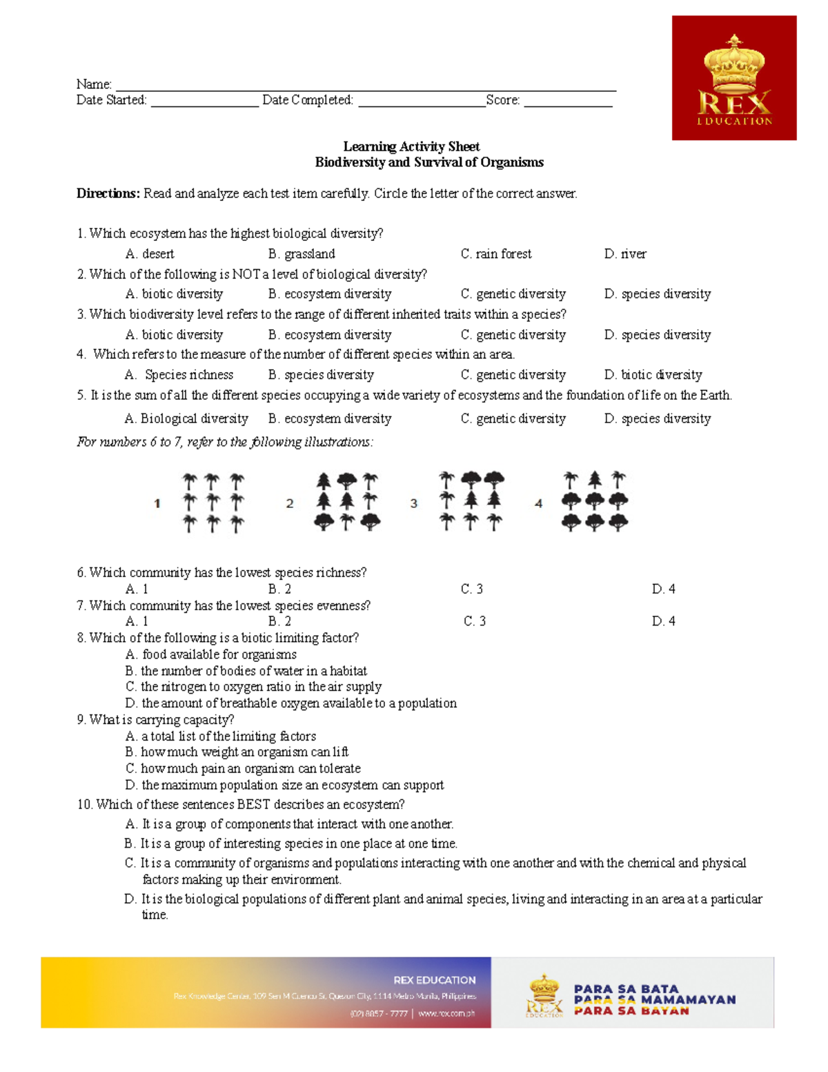 Learning+Activity+Sheet+Biodiversity+and+Survival+of+Organisms - Name ...