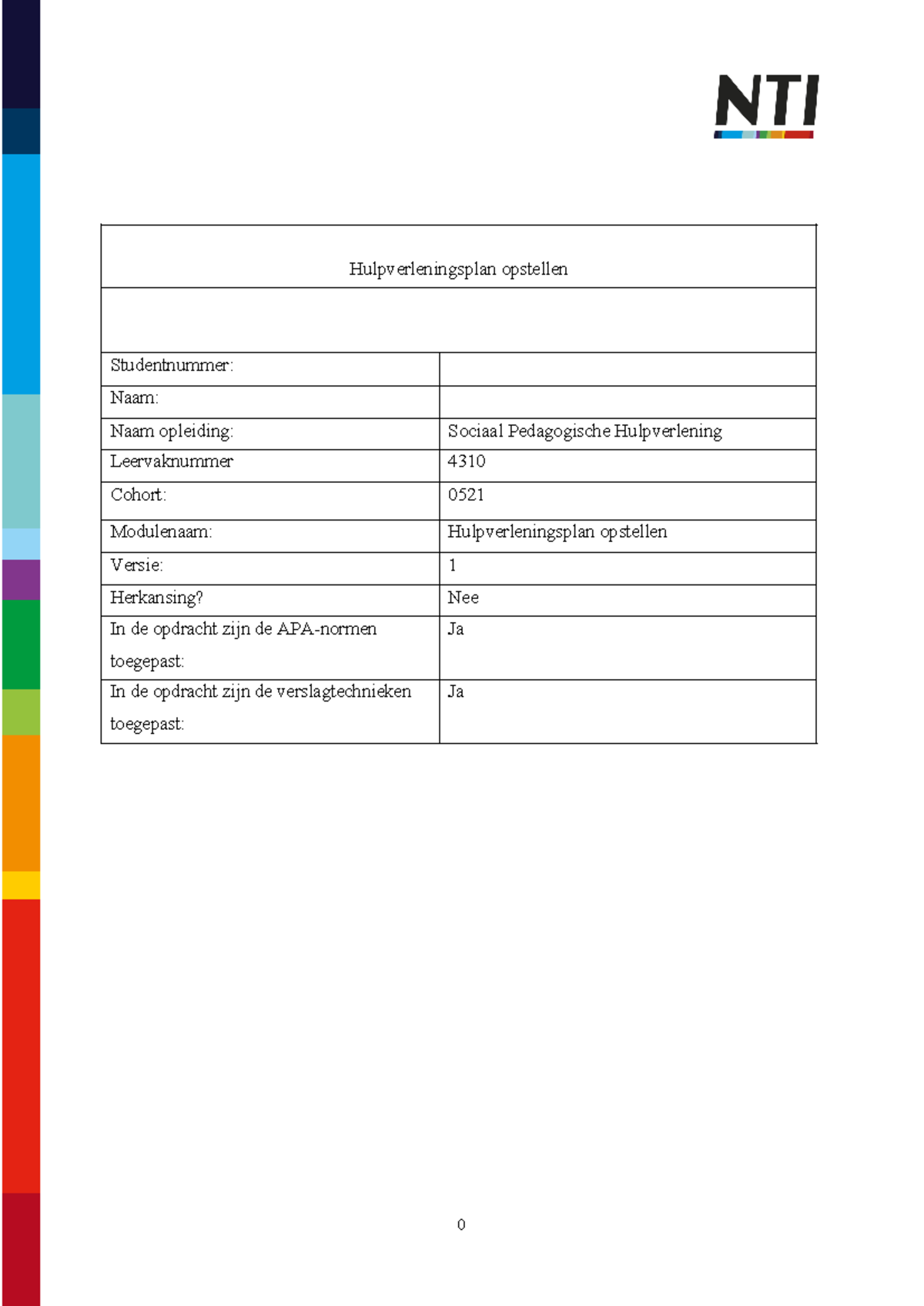 Hulpverleningsplan opstellen SPH 4310 - Reflectie en Analyse - Studeersnel