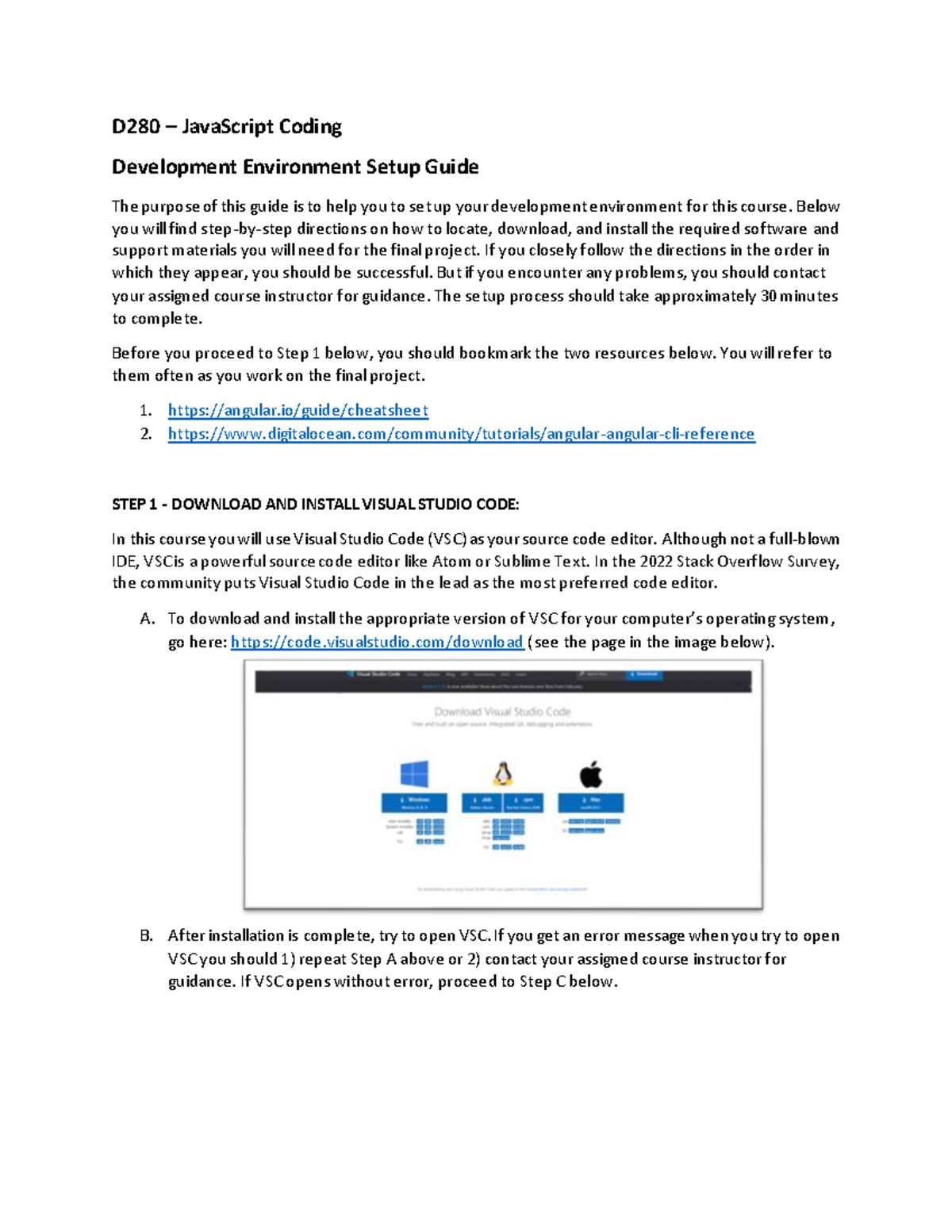 D280 Development Environment Setup Guide for JavaScript Final Project - Studocu