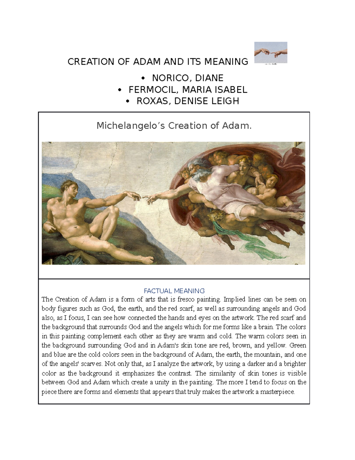 Creation Of Adam Meaning