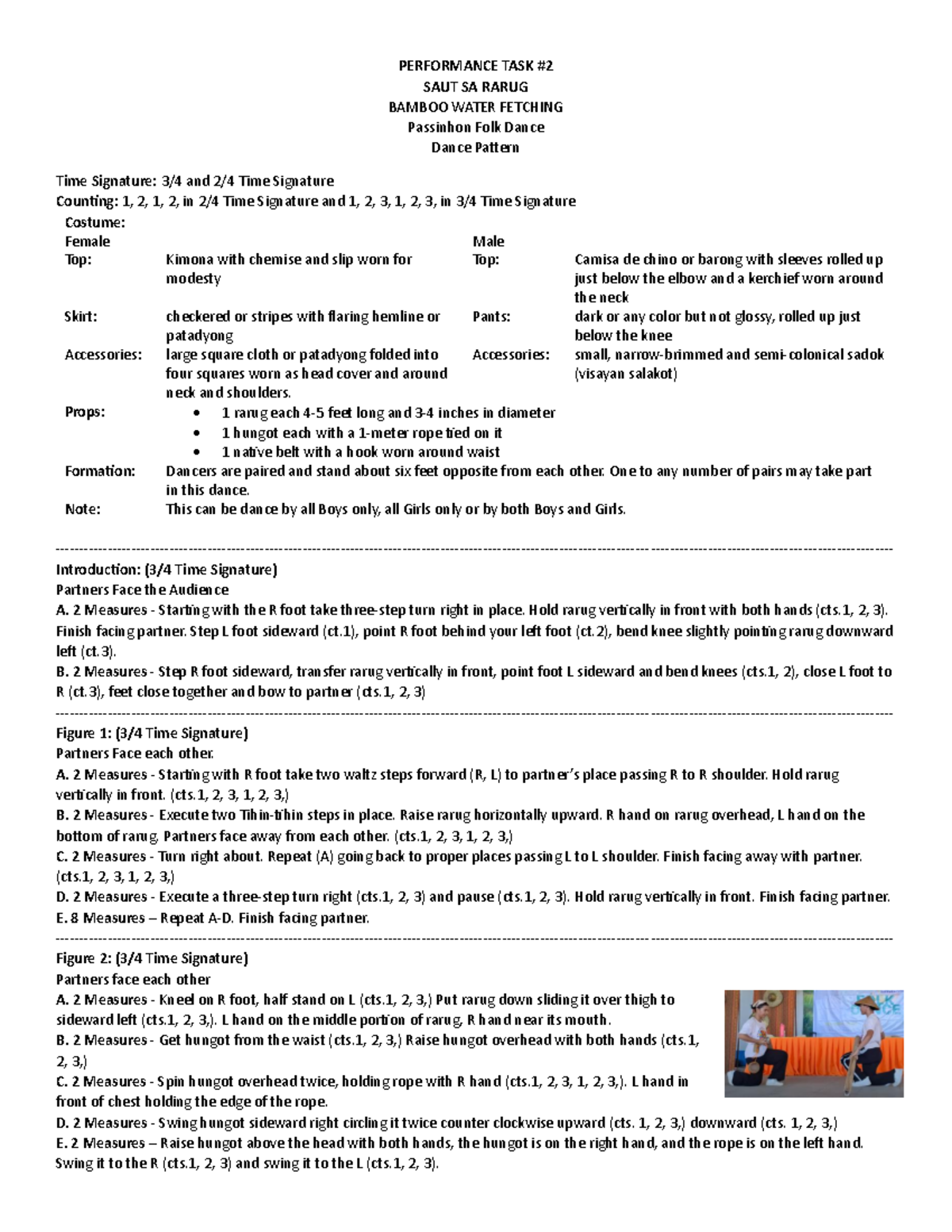SAUT SA RARUG DANCE SHEET: Performance Task Guide - Studocu