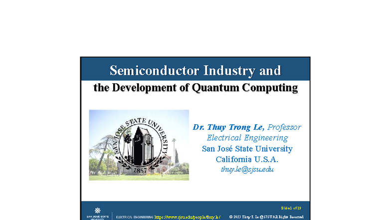 Semiconductor Industry in Quantum Computing: EE 2025 Lecture Notes ...