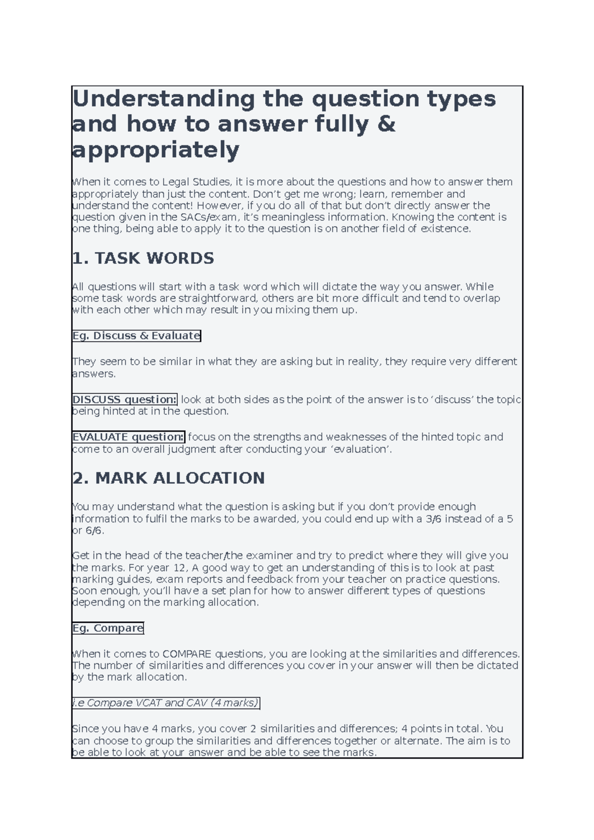 Understanding question types - Understanding the question types and how ...