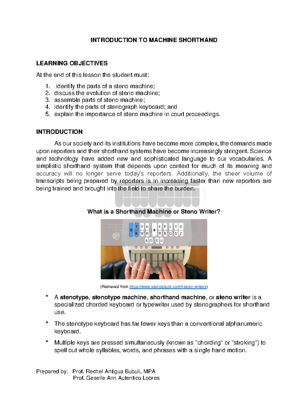 Evolution and Setup of the Steno Machine: Insights and Methods - Studocu