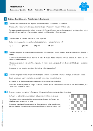 Ficha de Trabalho 03 - 12 Ano - Triangulo de Pascal de Binomio de Newton - 5 Fichas de trabalho ...