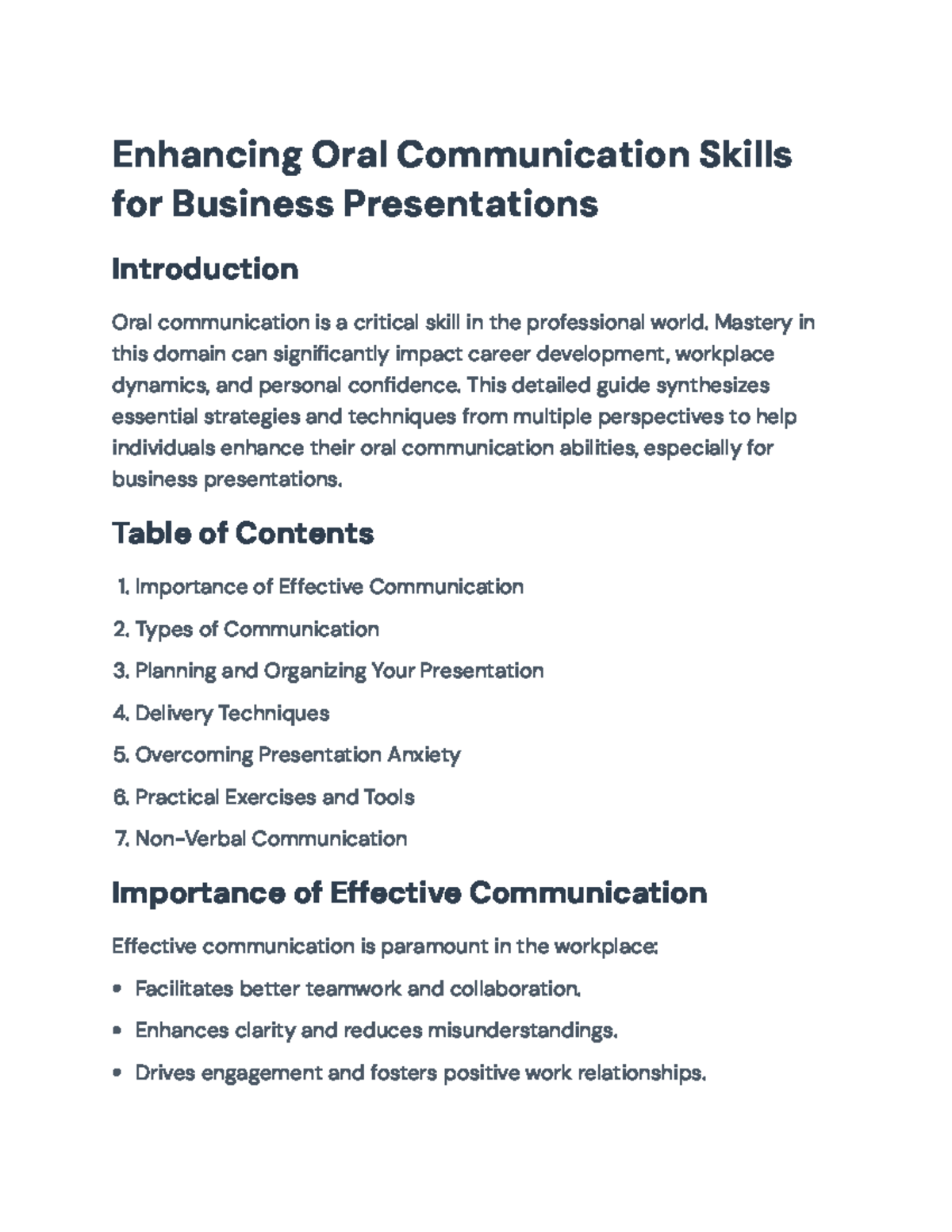 Enhancing Oral Communication Skills for Business Presentations: A Guide ...