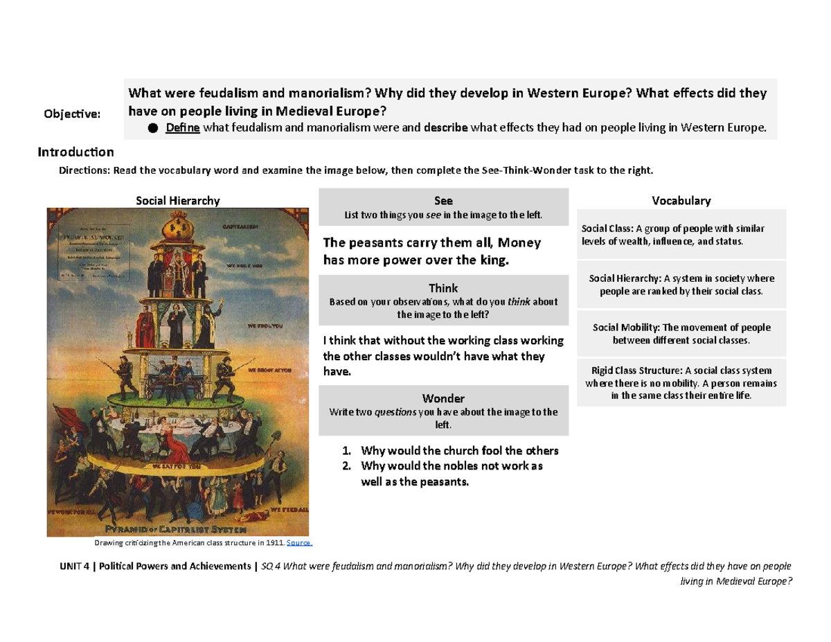 UNIT 4: Feudalism and Manorialism in Medieval Europe - Studocu