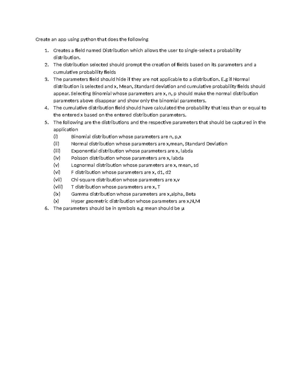 Probability Distribution App Development Guide - Python Project - Studocu