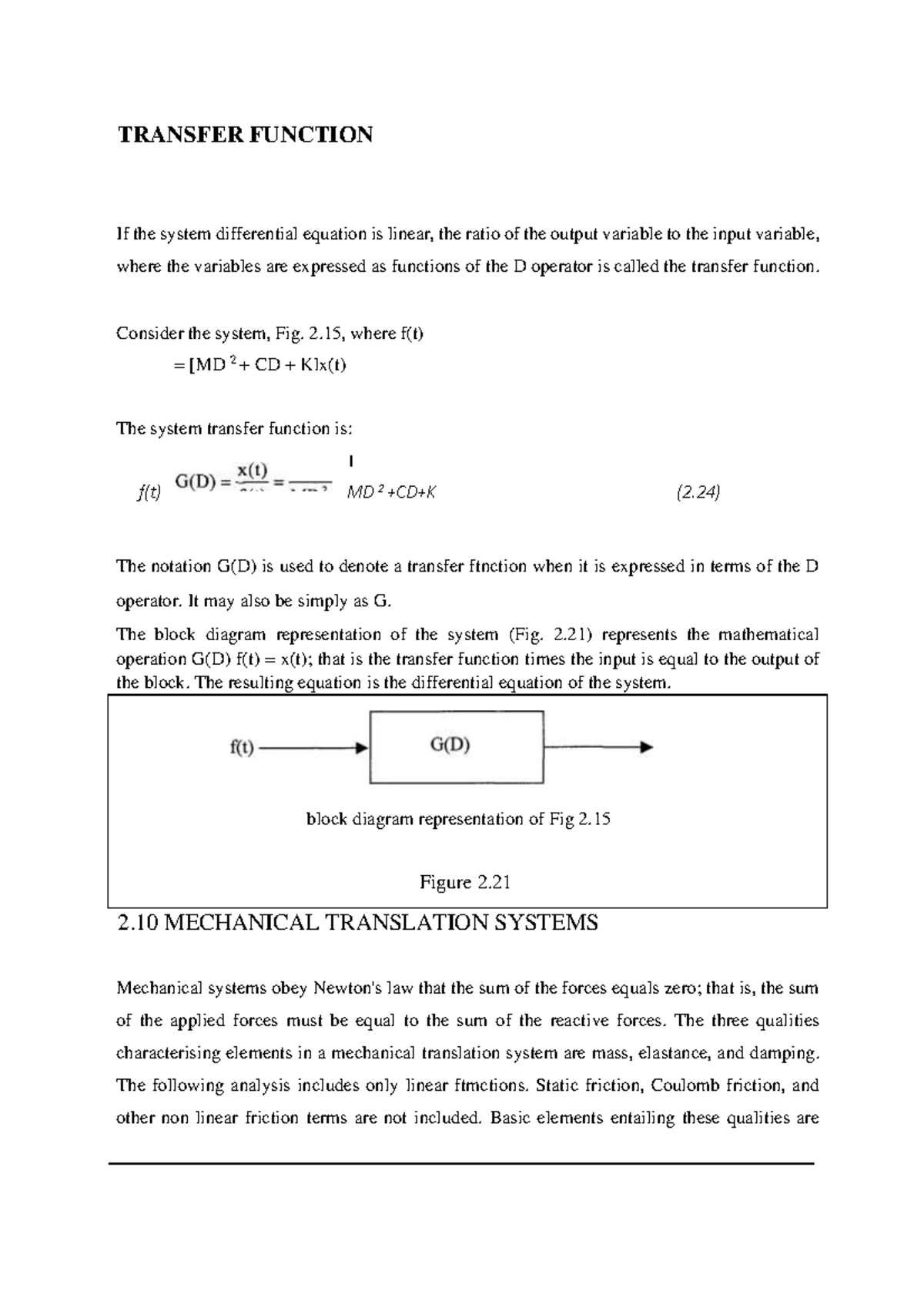 Transfer Function - Lecture Notes 19: Mechanical System Analysis - Studocu