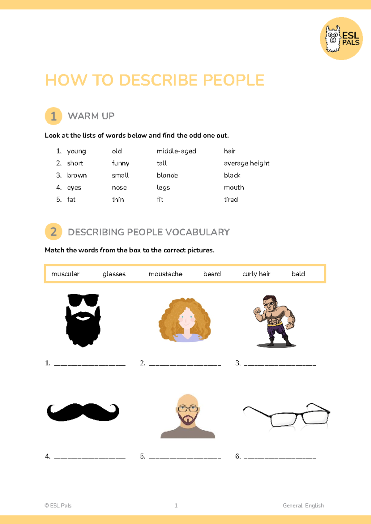 Esl pals how to describe people www - HOW TO DESCRIBE PEOPLE WARM UP ...