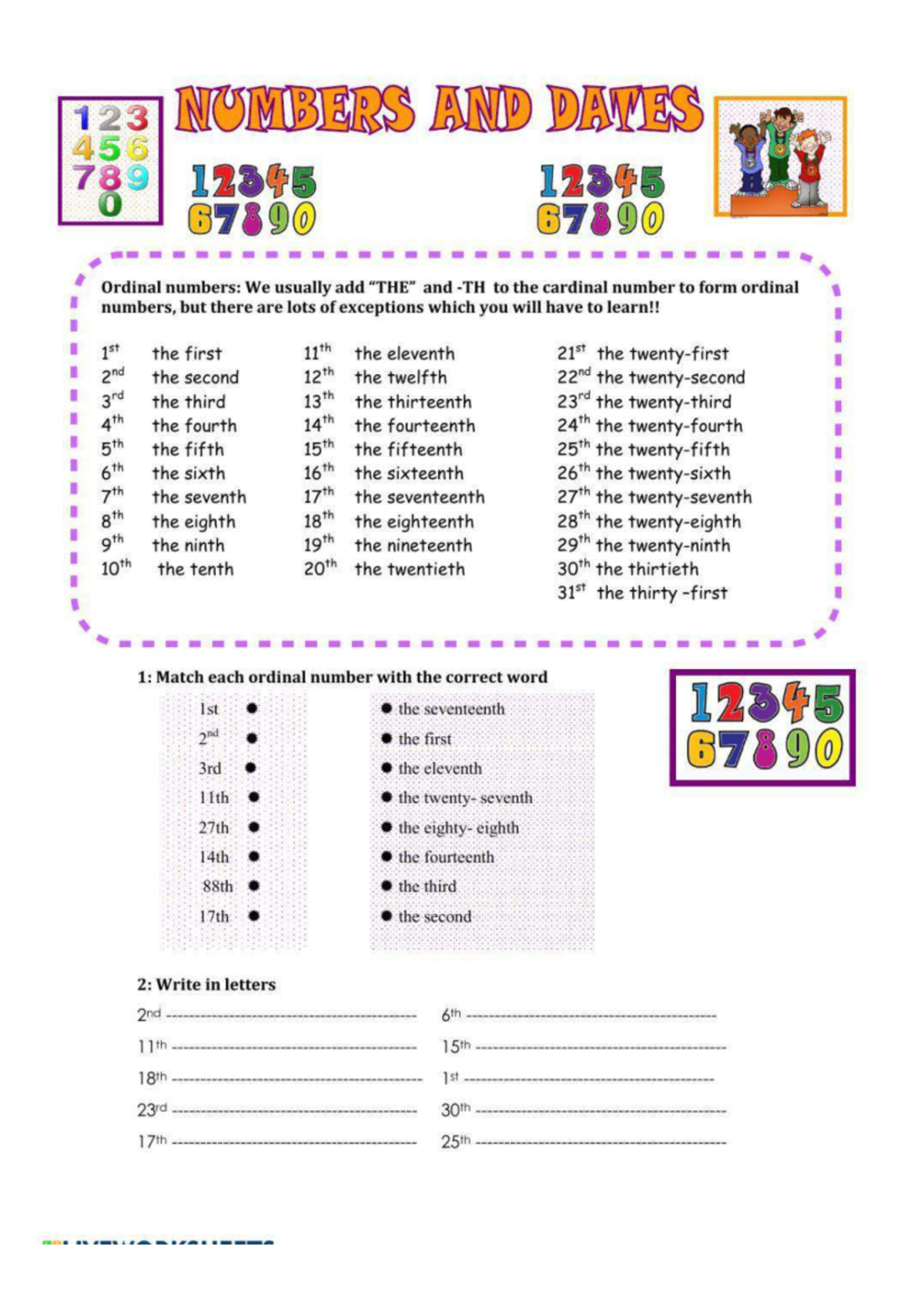 G3 6-10 02 - Ordinal Numbers and Dates in English - Studocu