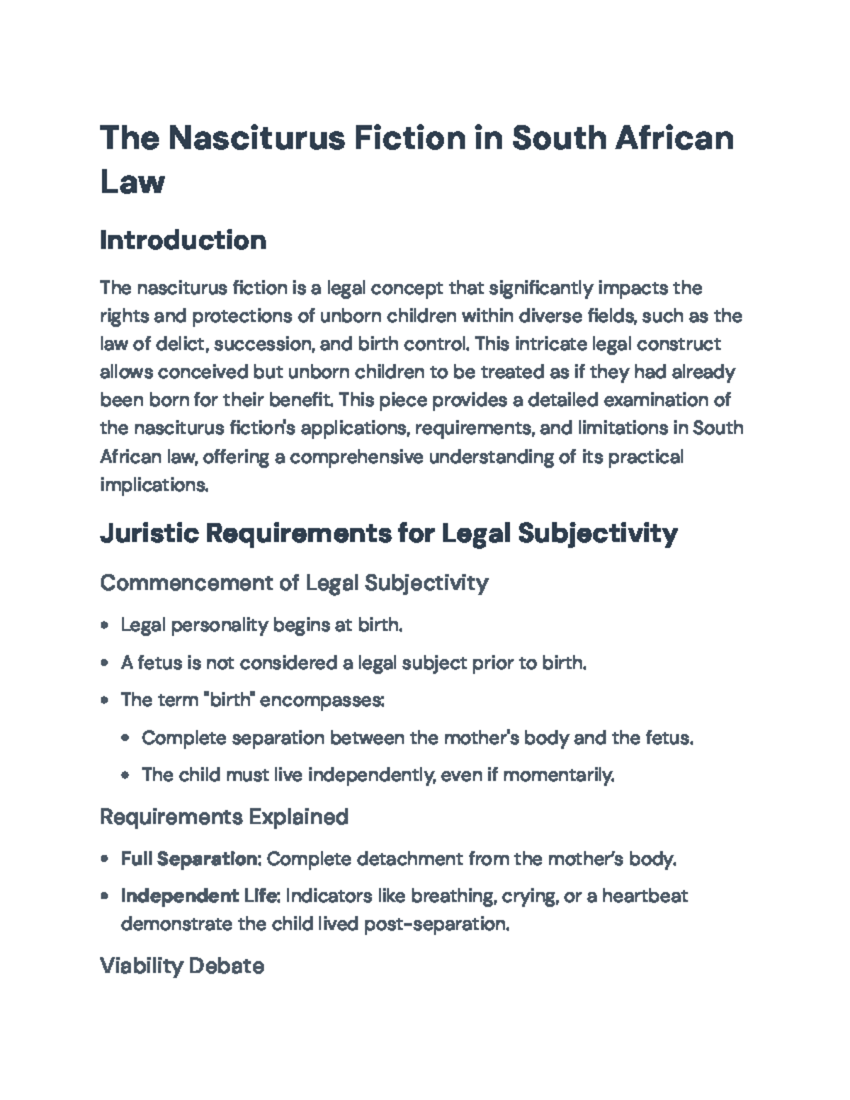 LAWS 302: The Nasciturus Fiction in South African Law and Unborn Rights ...