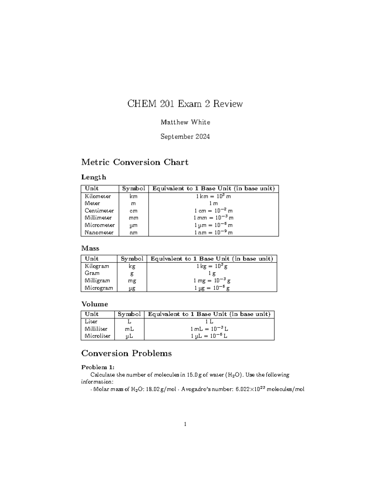 CHEM 201 Exam 2 Study Guide: Key Concepts & Practice Problems - Studocu