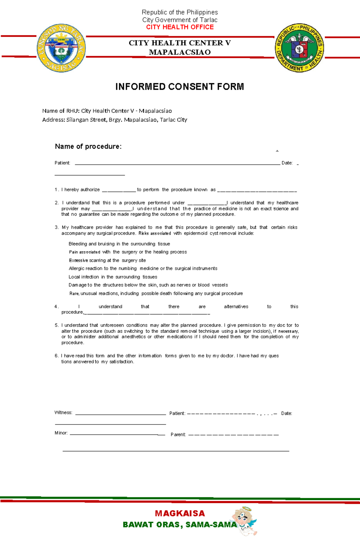Minor consent English - yes - Republic of the Philippines City ...