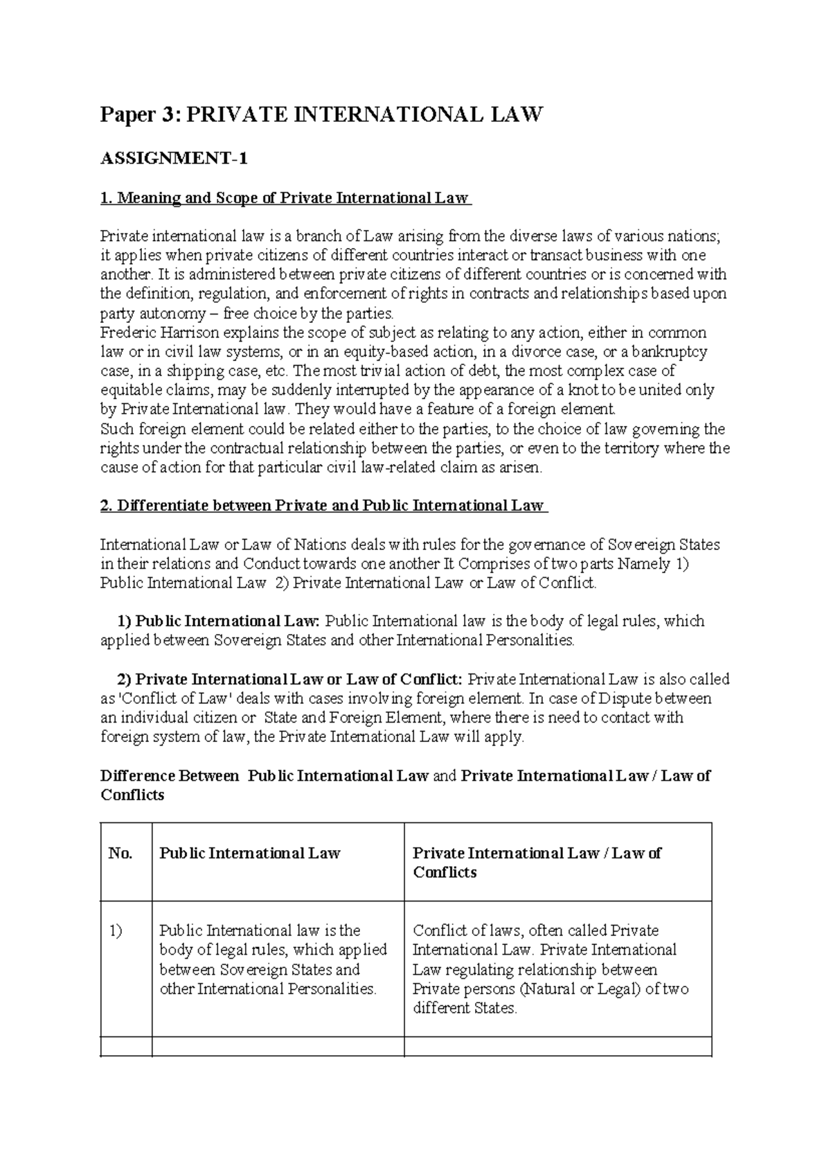 Private International Law 1: Meaning, Scope, and Key Theories - Studocu