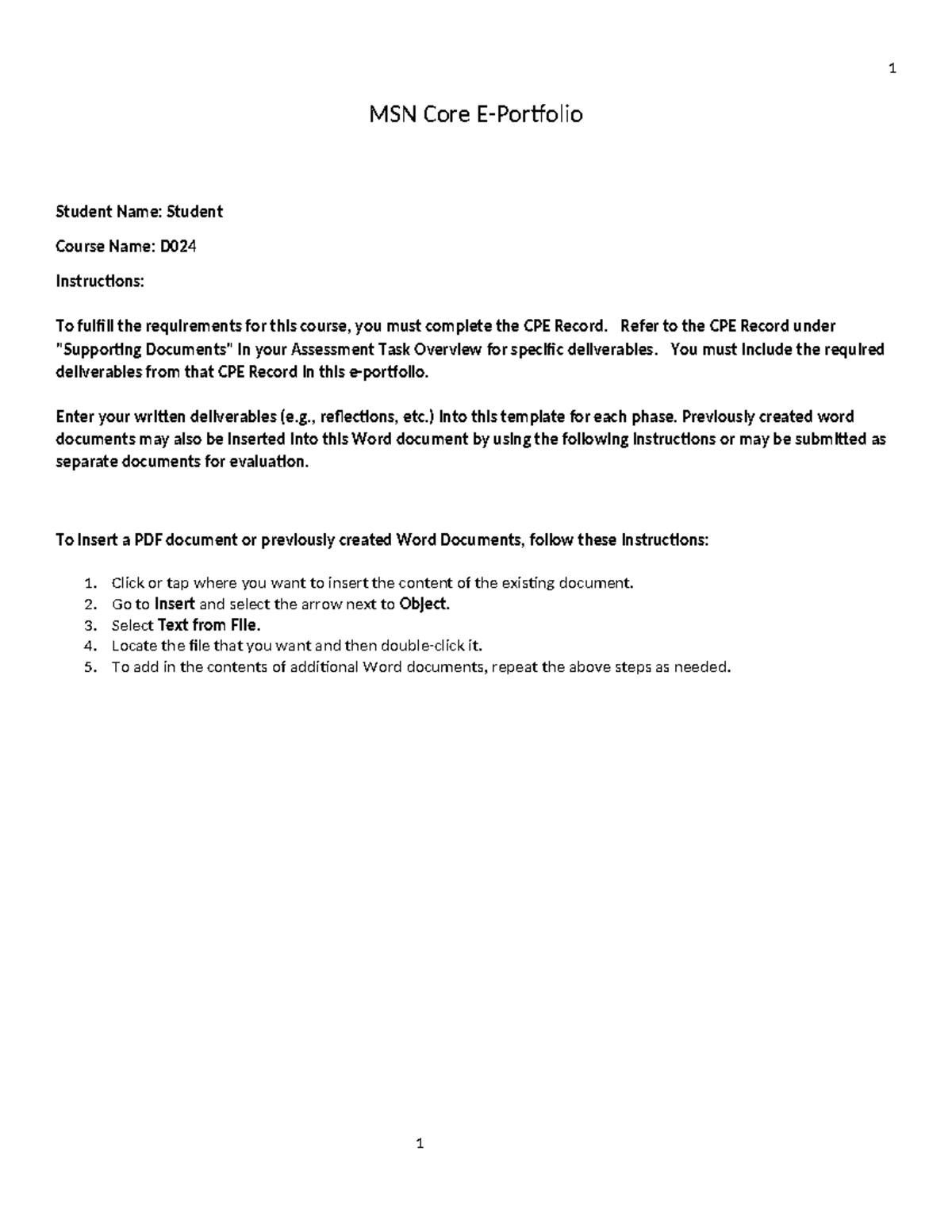D024 MSN Core E-Portfolio: CPE Record and Reflections - Studocu