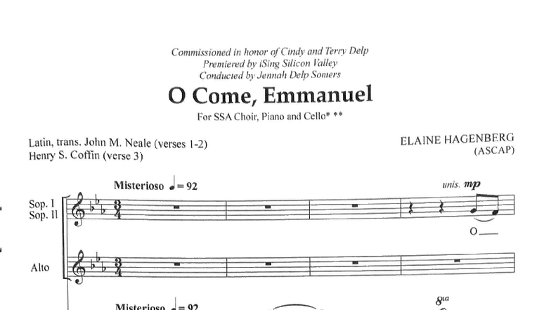 Come, O Come, Emmanuel - SSA Choir Arrangement (BP2340) - Studocu