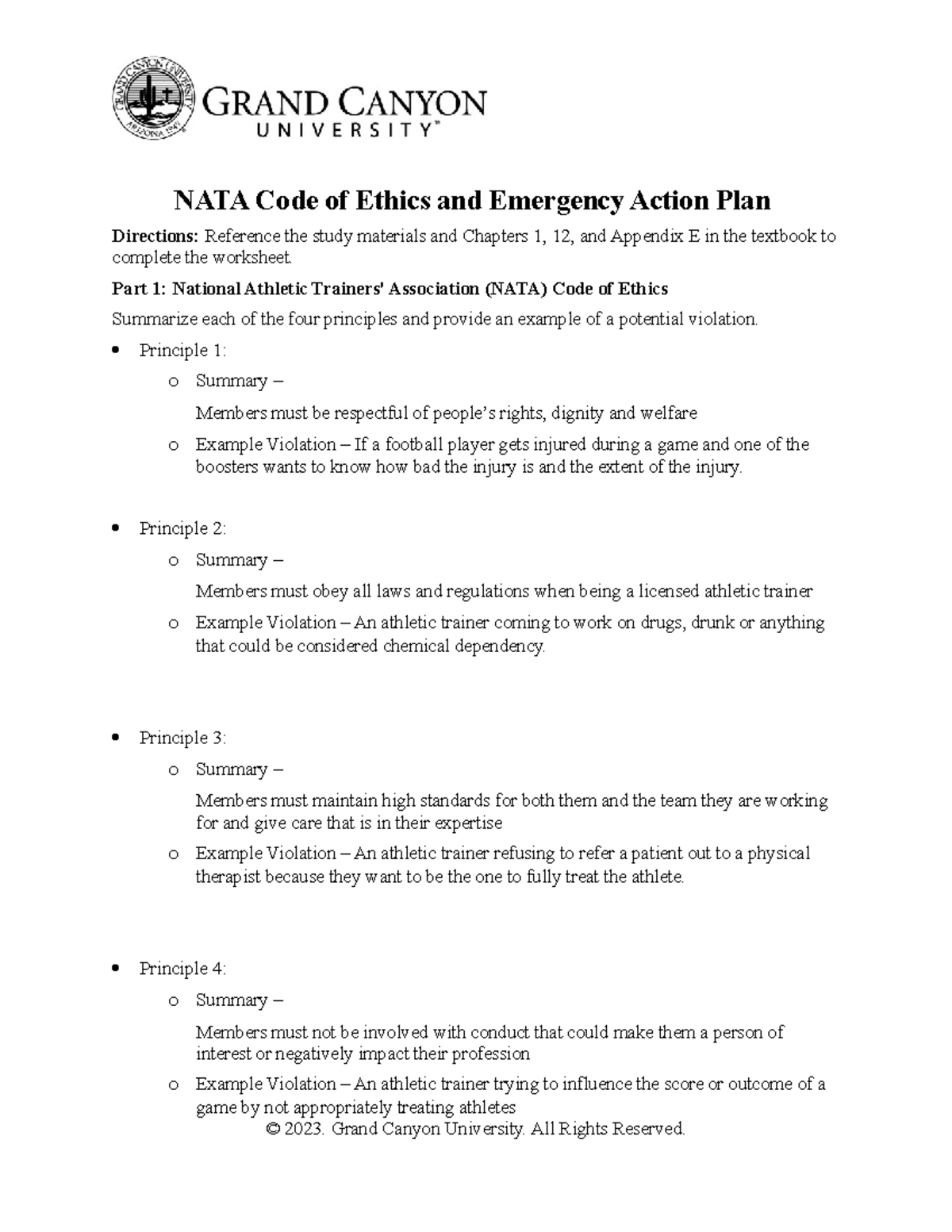 NATA CODE OF Ethics AND EAP - NATA Code of Ethics and Emergency Action ...