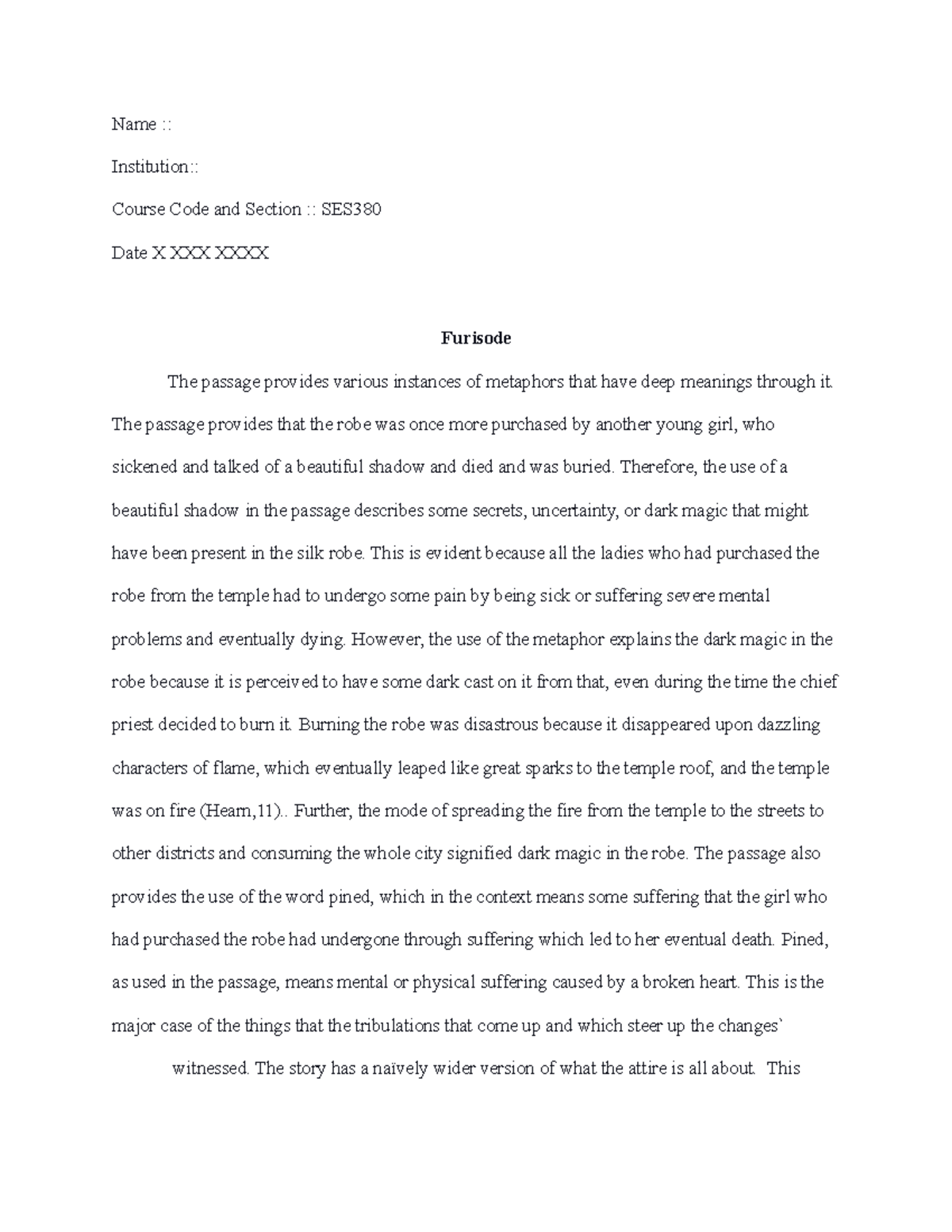 SYS380 Final Examination - Name :: Institution:: Course Code and Section :: SES Date X XXX XXXX ...