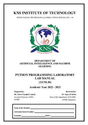 Phyton Lab Manual Second Sem - JAIN COLLEGE OF ENGINEERING & RESEARCH ...