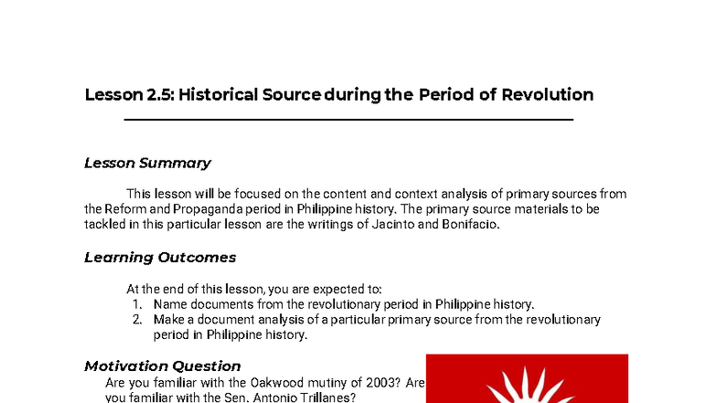 Lesson 2.5: Analyzing Historical Sources from the Revolution Period ...
