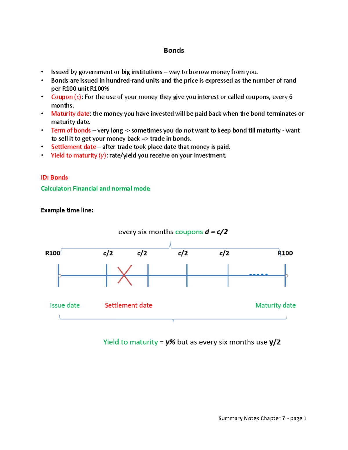 Summary of Chapter 7: Bonds, Coupons, and Pricing Mechanics - Studocu