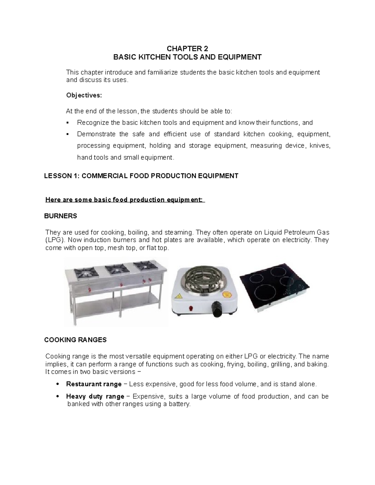 Module 2: Essential Kitchen Tools and Equipment Overview - Studocu