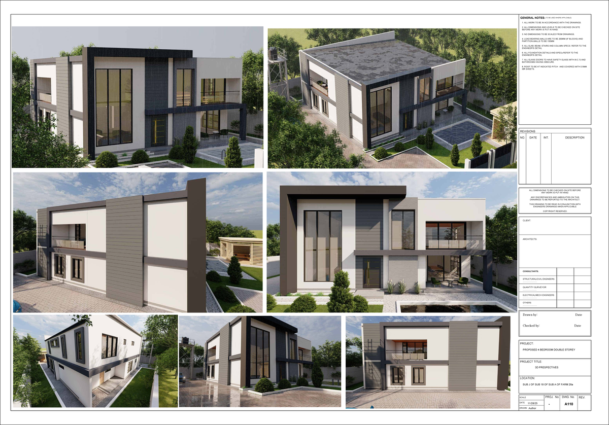 Finalized Architectural Drawings for Proposed 4 Bedroom Double Storey ...