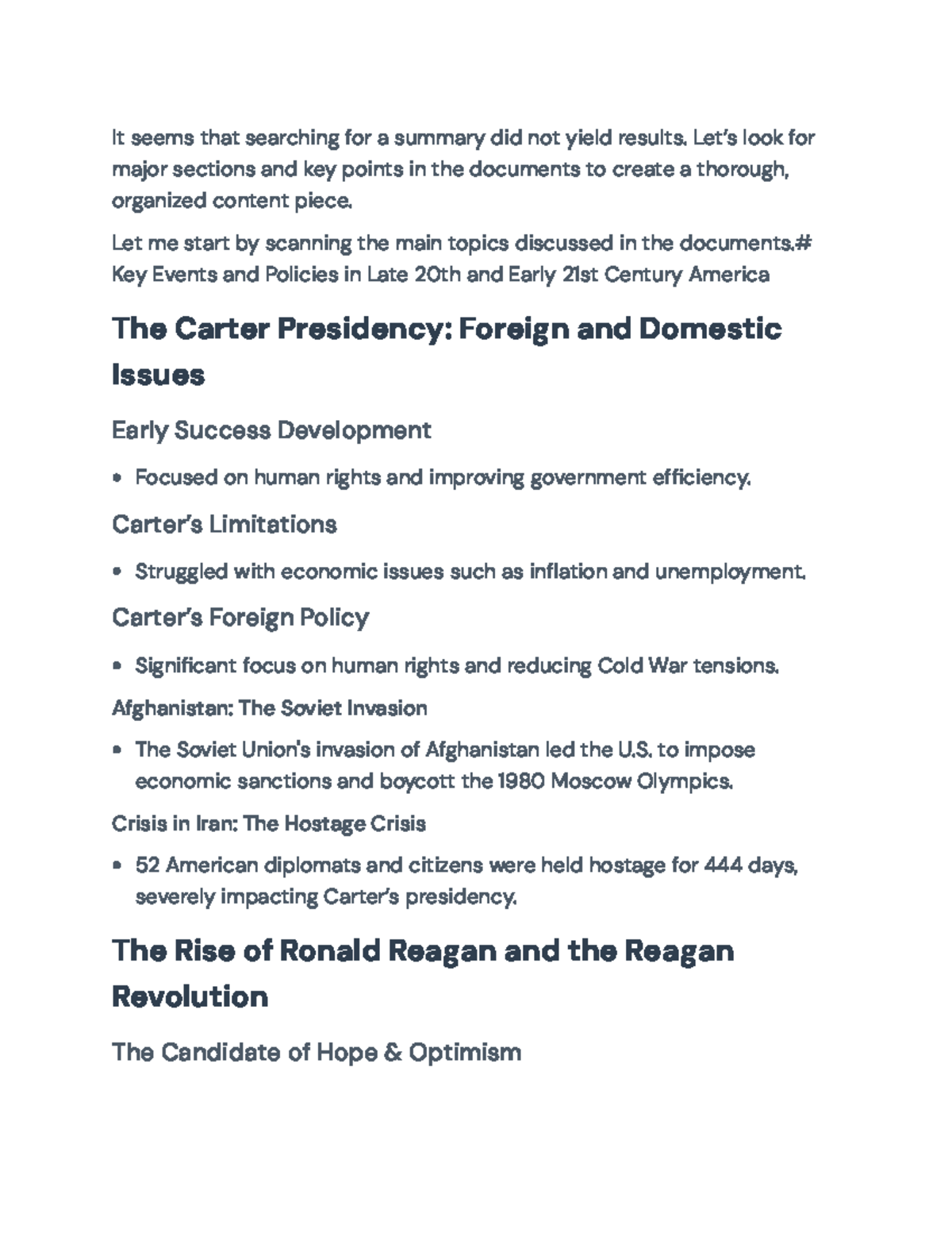 Key Events & Policies in 20th & 21st Century America: A Historical ...