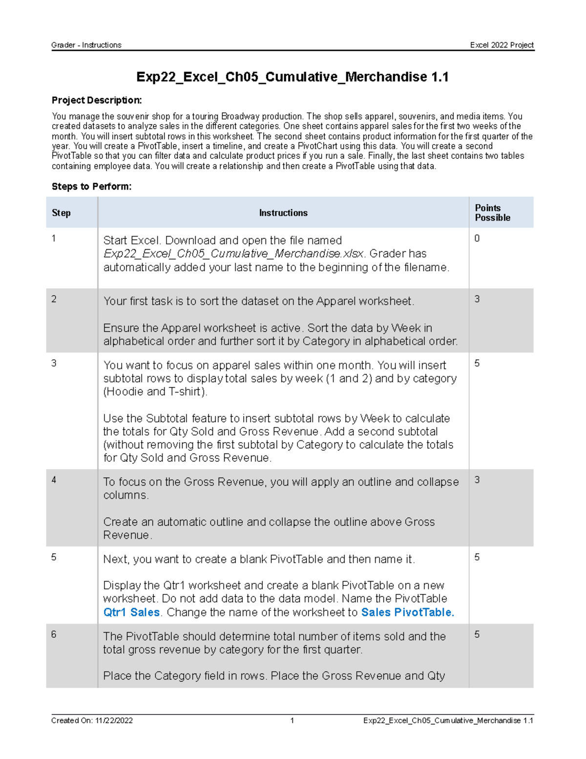 Exp22 Excel Ch05 Analysis of Cumulative Merchandise Sales - Studocu