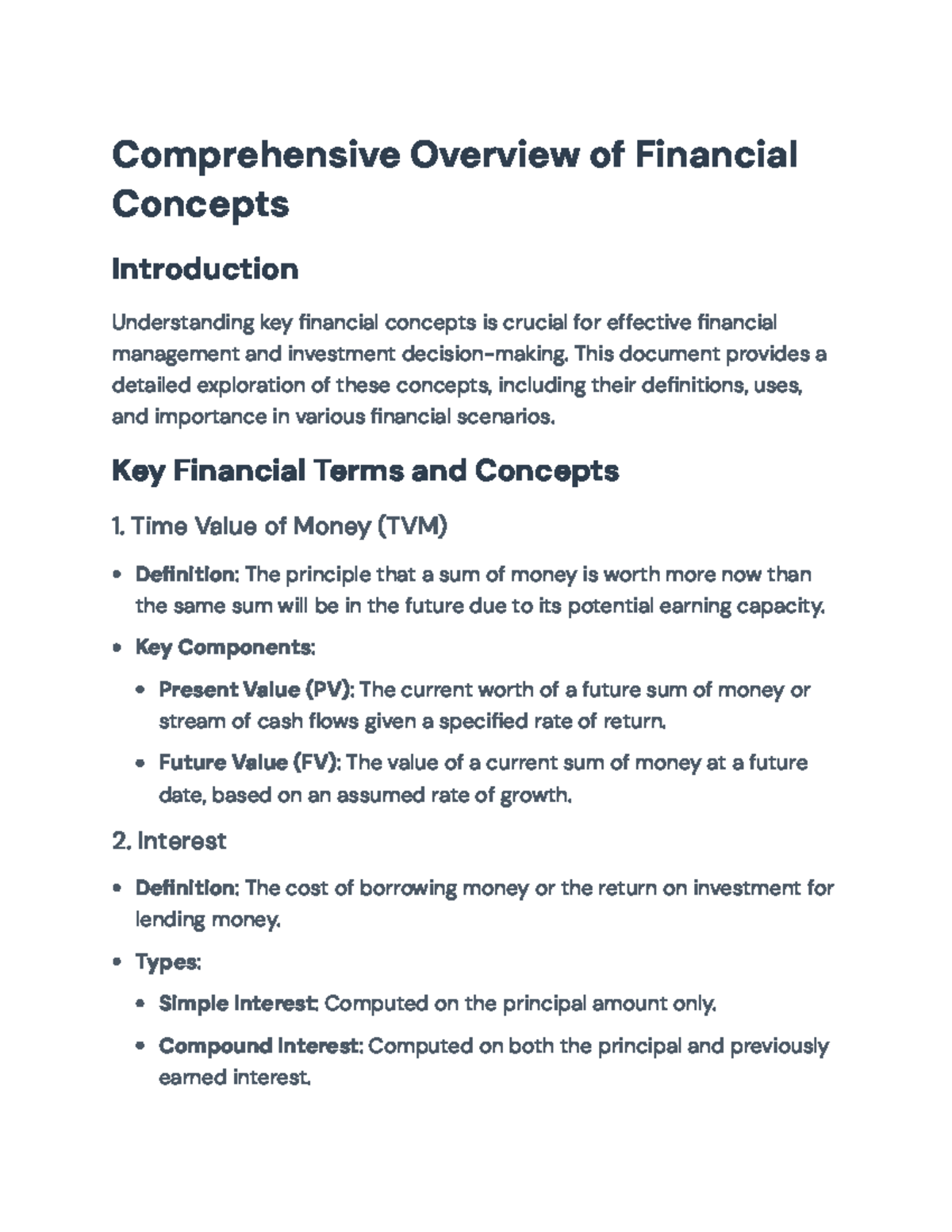 Comprehensive Overview of Key Financial Concepts for Effective ...
