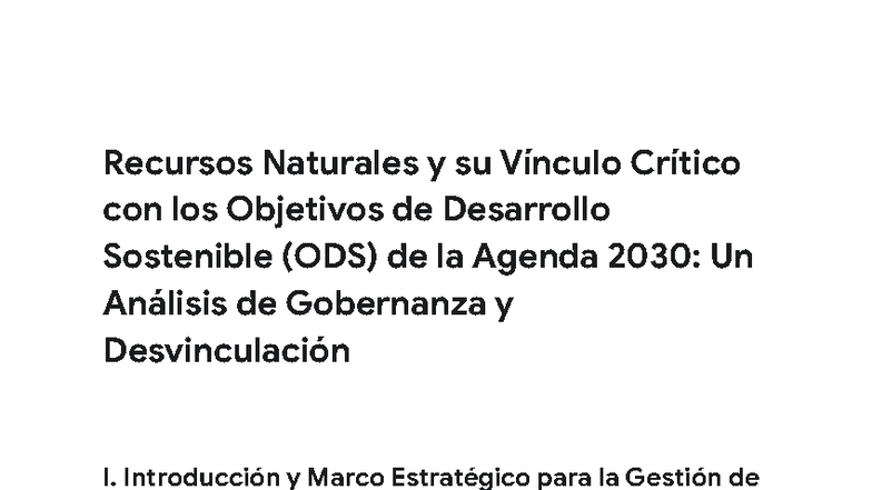 Recursos Naturales y su Relación con los ODS: Análisis Crítico - Studocu