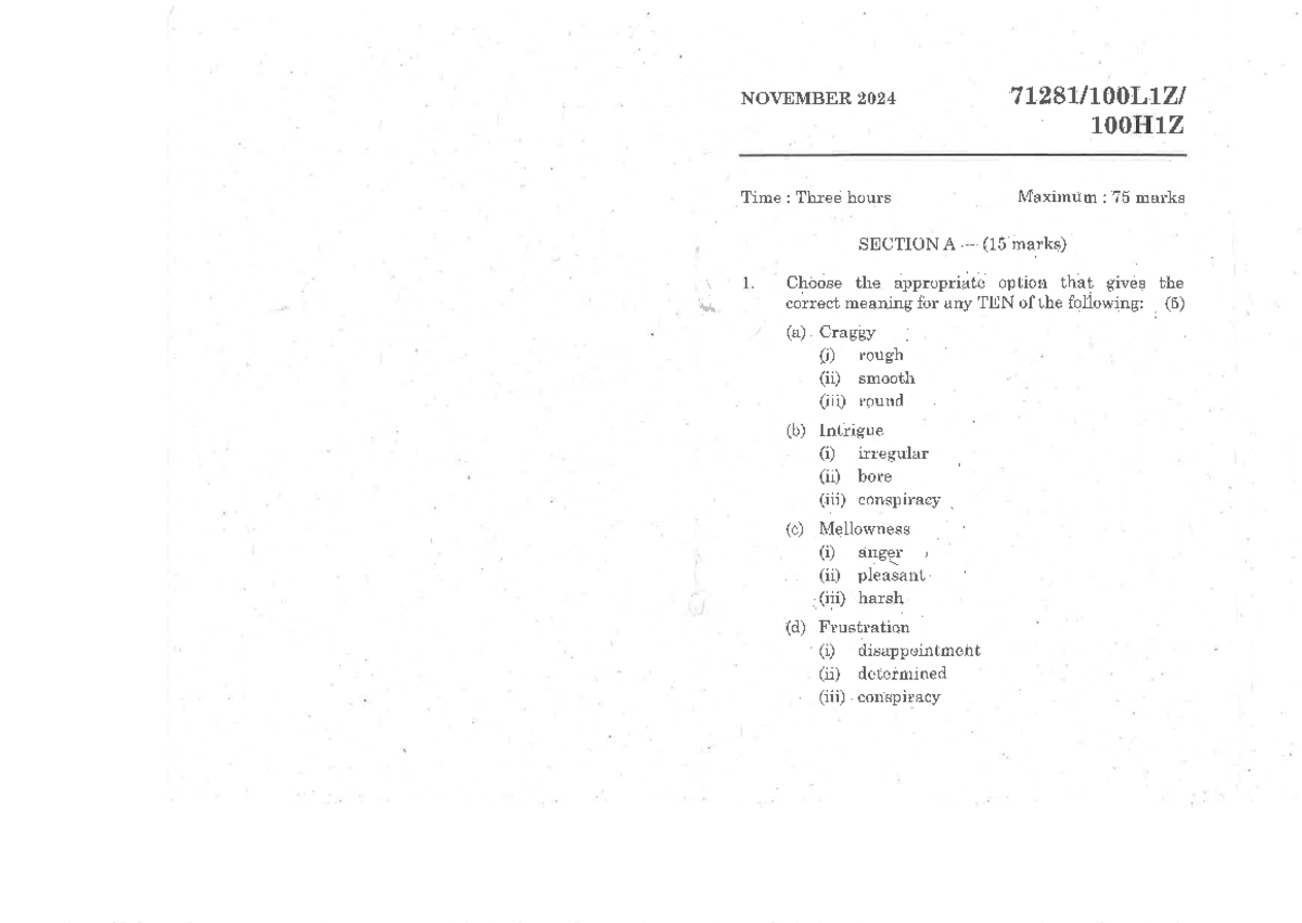 100H1Z General English I Final Exam November 2024 - Studocu