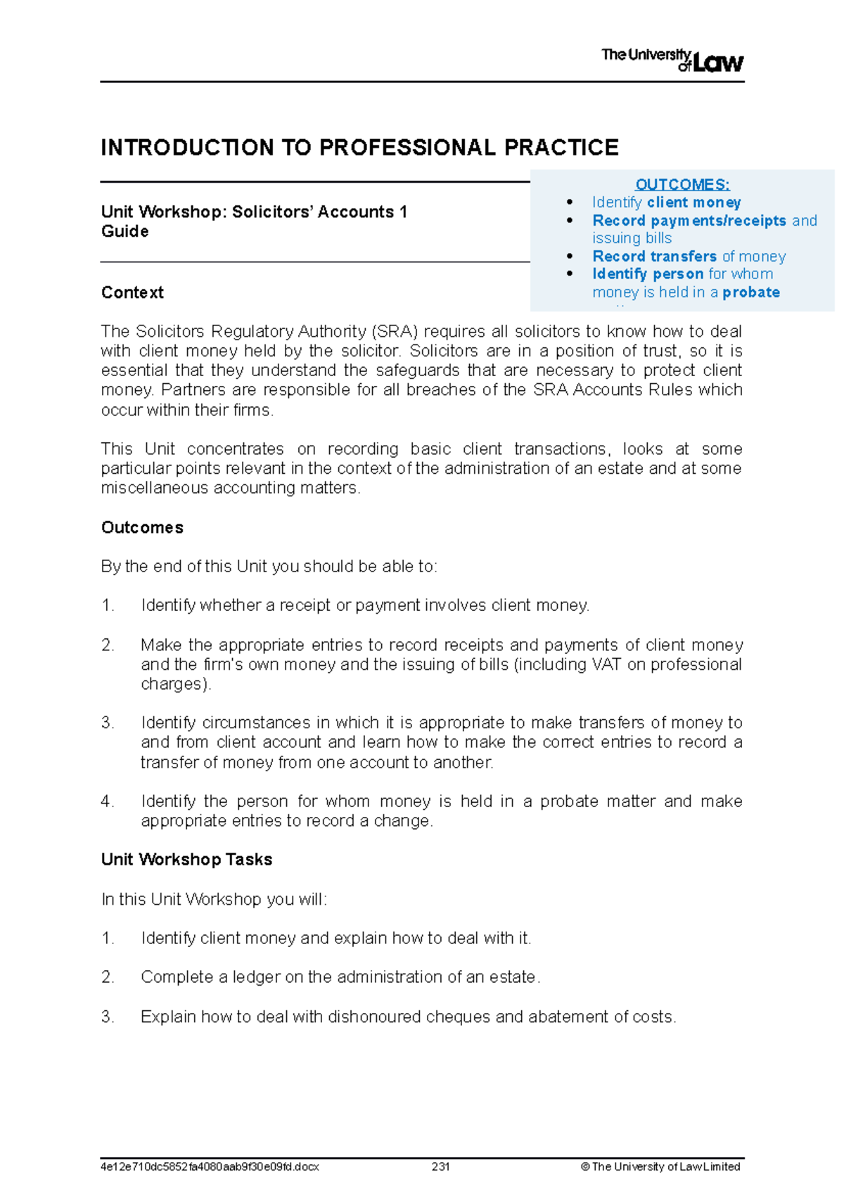 Guide to Managing Client Money in Solicitors' Accounts 1 - Studocu