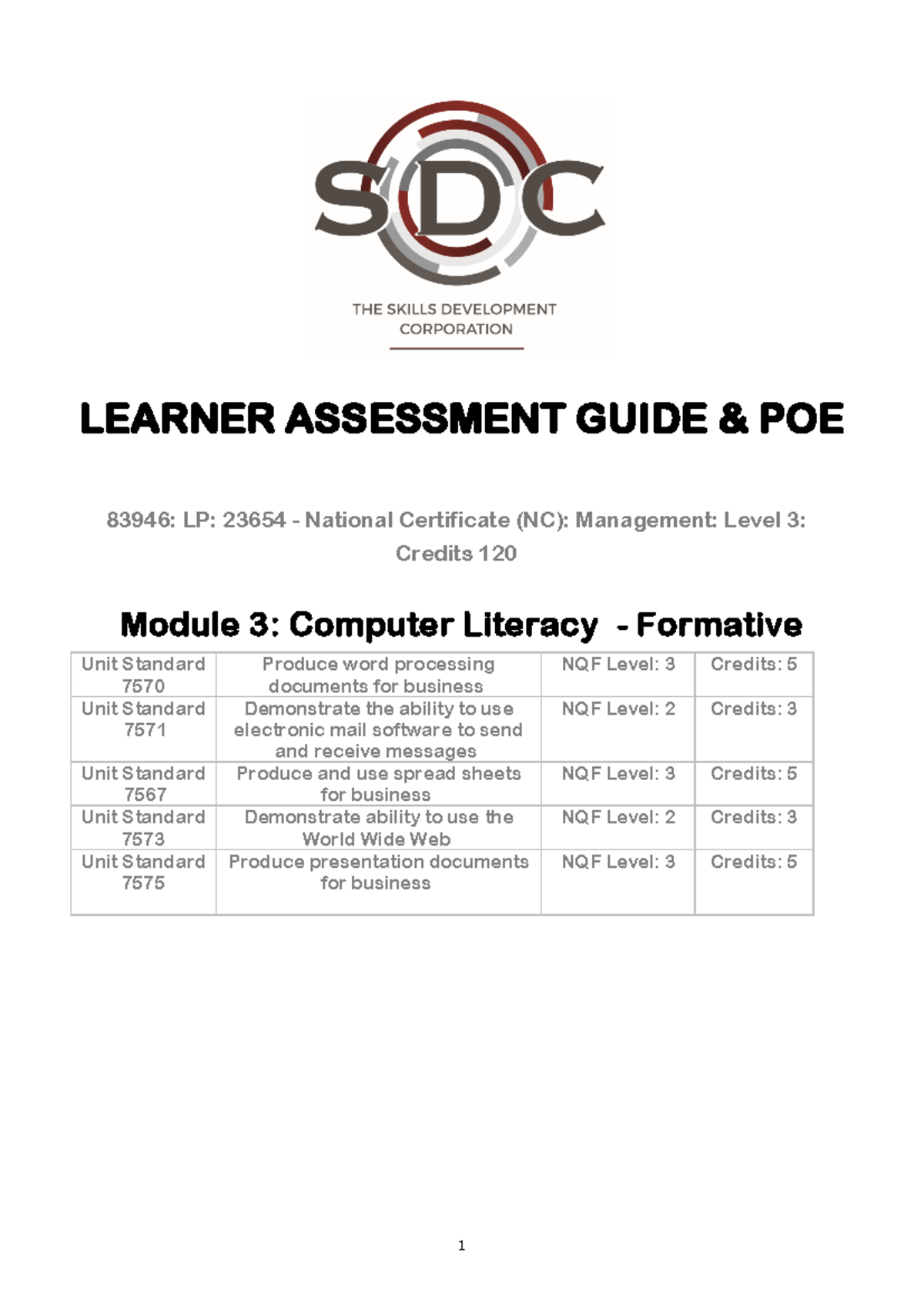 LAG NC Mangmnt L3 Module 3 Computer Literacy Updated Form v - LEARNER ...