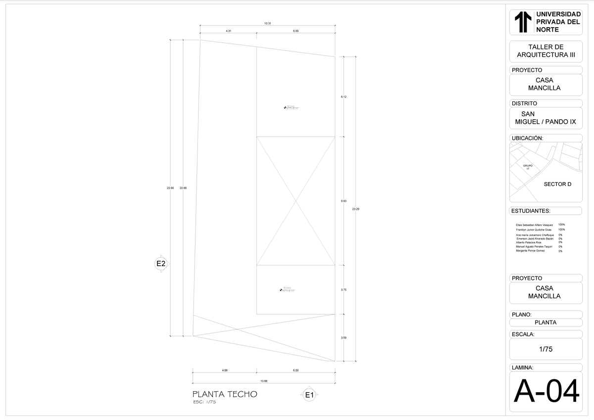 Laboratotio Planta 04 - enfoque - 4 6. 10. 22 22. 6. 10. 23. E E PLANTA TECHO ESC: 1 ...