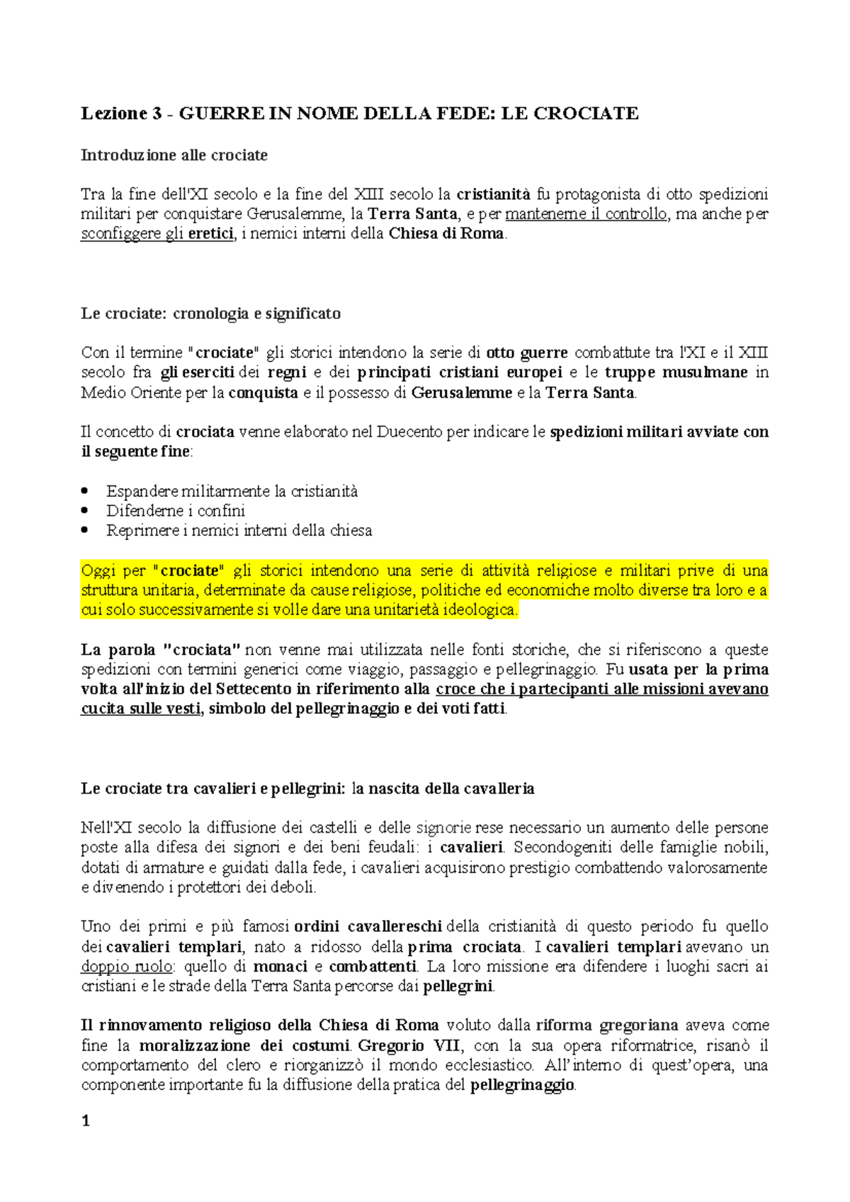 Lezione 3 - Le crociate - appunti storia medievale utili per superare l ...